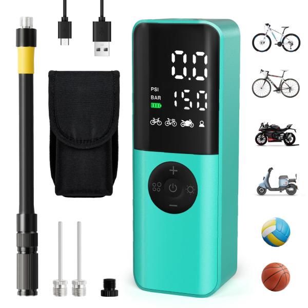 商品名: バイクポンプグリーン。 GPUTEK Electric Bike Pump Tire Inflator Portable Air Compressor with Digital Gauge,Max 150 PSI,Auto Shu...