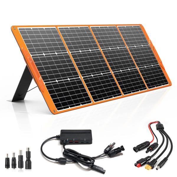 商品名:  200 Watt Portable Solar Panel for Power Station Generator, 18V IP65 Waterproof 4 Kickstands Foldable Solar Panel, ...