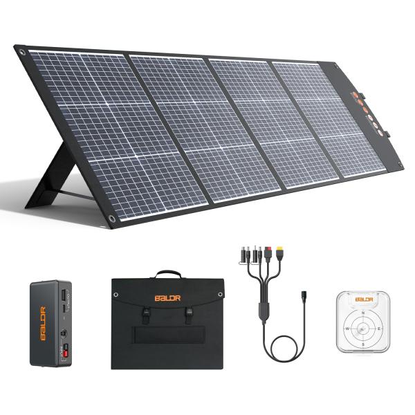 商品名: BALDR ソーラーパネル 200W 単結晶ポータブル折りたたみ式ソーラー充電器 ソーラー発電機とポータブル発電所用 キャンプ用ソーラーパネルキット オフグリッドリビング用 BALDR Solar Panels 200W Mono...