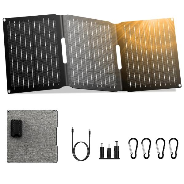 商品名: ポータブルソーラーパネル 22W 18V DC出力 ポータブル発電所、電話、パッド、ラップトップ、折りたたみ式ソーラー充電器 アウトドア キャンプ バン RV ボート トリップ停電用 Portable Solar Panel Ch...