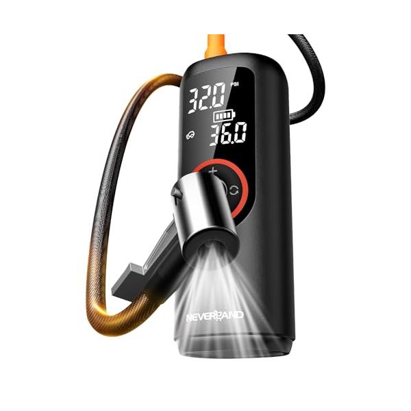 商品名: NEVERLAND (ネバーランド) タイヤインフレーター ポータブルエアコンプレッサー 10000mAh タイヤ用エアポンプ 圧力計付き 小型エアコンプレッサー ポータブルエアポンプ 車 バイク ボール用 NEVERLAND 2...