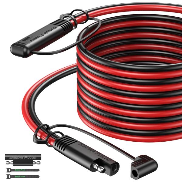 商品名: SAE延長ケーブル SAEからSAE クイックディスコネクトワイヤー バッテリー充電器延長 SAEコネクタ延長 SAE極性リバースアダプター付き ソーラーパネルトローリングモーター 自動車 RV用 (10AWG 25フィート) 1...