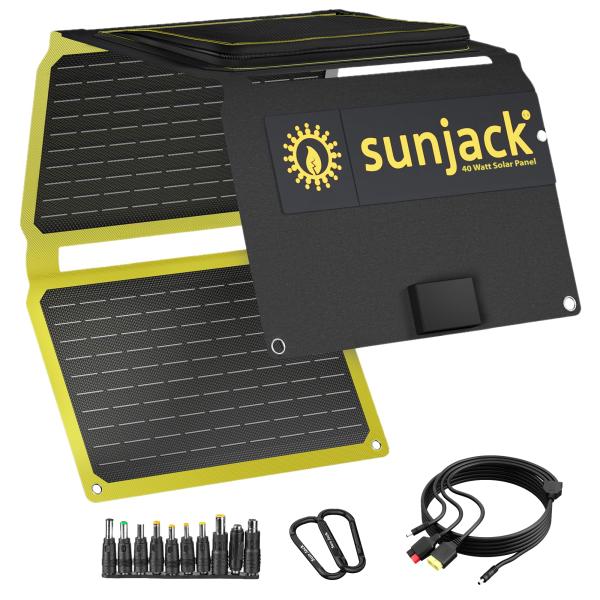商品名:  SunJack 40W Folding Portable Solar Panel Charger with Kickstands, IP67 Waterproof ETFE and DC/USB-A QC3.0 / USB-C ...