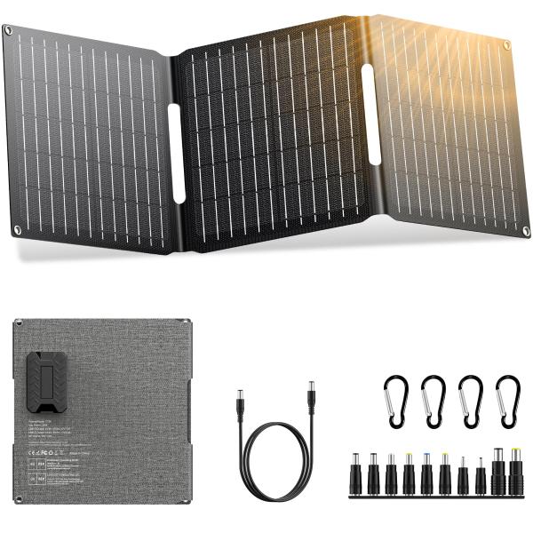 商品名: ポータブルソーラーパネル 30W 18V QC3.0 USB 折りたたみ式ソーラー充電器 ポータブル発電所、電話、パッド、ラップトップ、アウトドアキャンプバン、RV、ボートトリップ停電用 Portable Solar Panel ...