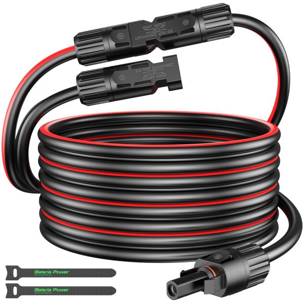 商品名: Bateria Power 30フィート 10AWG ソーラーパネル延長ケーブル 6mm? ツインPVワイヤーコンダクターパラレルソーラーワイヤーアダプターキット RV/マリン用 防水メス&amp;オスソーラーコネクタ付き (両端...