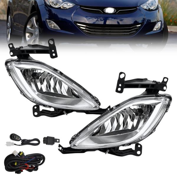 商品名:  Nioboee Fog Lights Compatible With 2011 2012 2013 Hyundai Elantra Front Bumper Lamps w/Halogens Bulbs Wiring Harne...