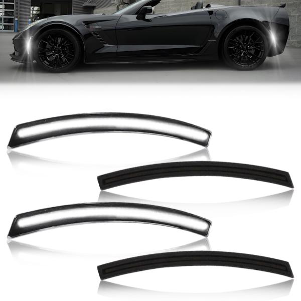 商品名:  GSOWO Front Rear LED Side Marker Lights for Chevy Corvette C7 2014-2019, Smoked Lens Side Bumper Marker Lamps, Fro...