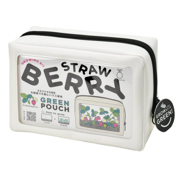 【 聖新陶芸 グリーンポーチ 白 ワイルドストロベリー GD-100402 栽培セットギフト インスタ映え 推し】小さな音質に見立てたクリアポーチの中で育てる栽培セット。透明な窓から中身が見えると同時に、植物に必要な光が届きます。ポーチ型だ...
