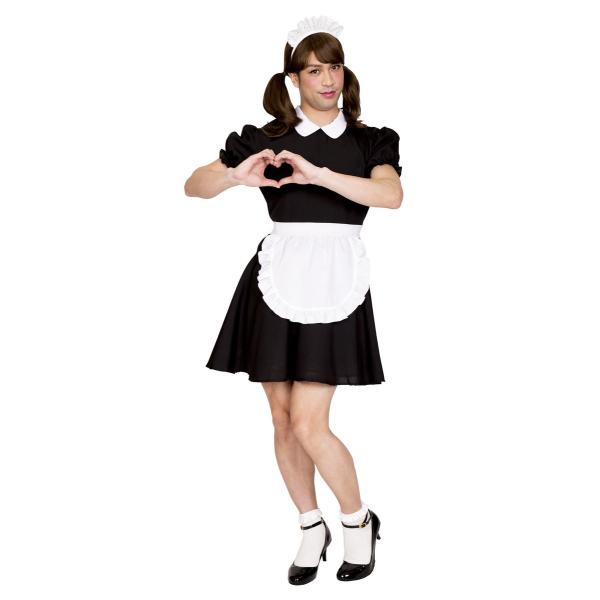 【 女装MAN きゅんきゅんメイドMAN 仮装 衣装 コスチューム コスプレ ジョーク衣装 ユニセックス】宴会や学園祭にはコレ。男が着るから面白くて盛り上がる!最高に笑える男のメイド服。エプロンは一体型で誰でも着やすいです。フリルカチューシ...