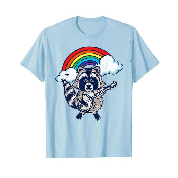 【商品概要】Raccoon Playing Banjo Funny &amp; 70s Rainbow Cute Animal 80s design for lovers of banjo, banjoists and music fans...
