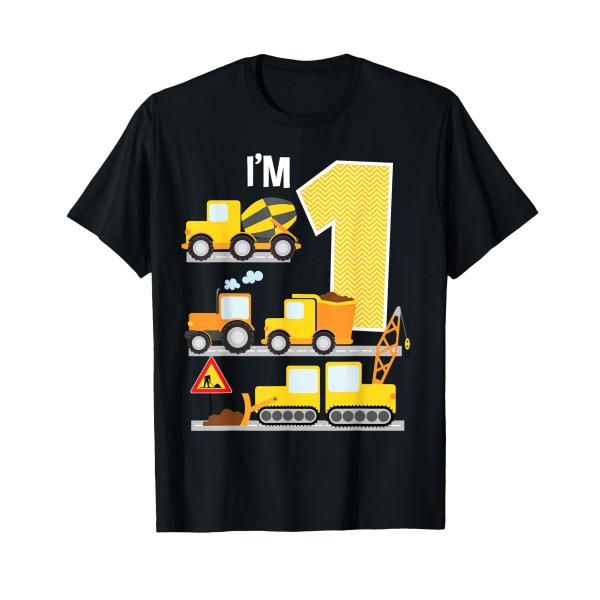 【商品概要】Construction Birthday Boy 1 Year Old featuring colorful dump truck trucks cement mixer truck bulldozer tractor cra...