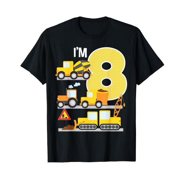 【商品概要】Construction Birthday Boy 8 Year Old featuring colorful dump truck trucks cement mixer truck bulldozer tractor cra...