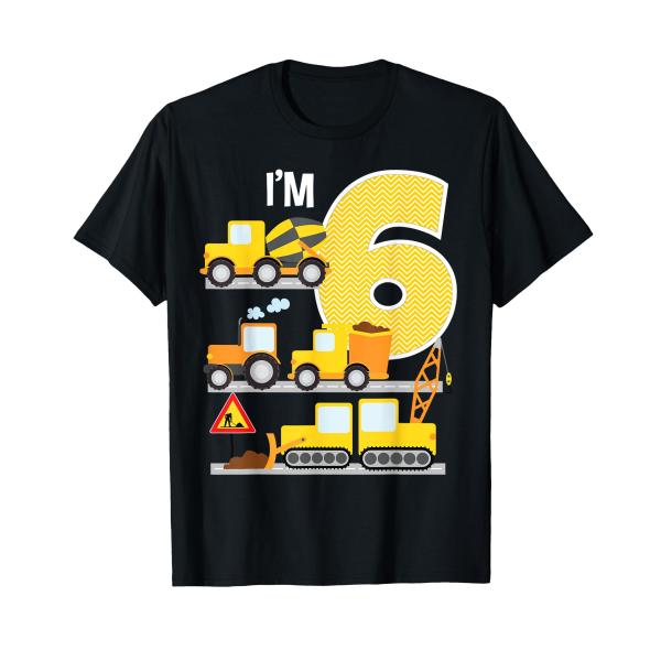 【商品概要】Construction Birthday Boy 6 Year Old featuring colorful dump truck trucks cement mixer truck bulldozer tractor cra...