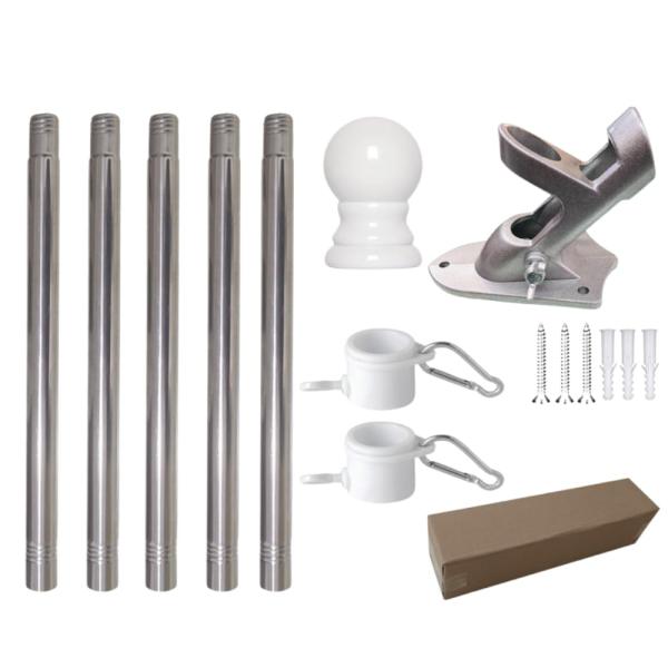 【商品概要】【高耐久素材】ステンレス製ポールでサビに強く、長期間の使用も安心。【旗用ポール】国旗や社旗を美しく掲げられる、絡まりにくい設計の旗用ポール。【簡単組み立て】5つのパーツに分かれるから、組み立て簡単＆コンパクト収納OK。【角度調節...