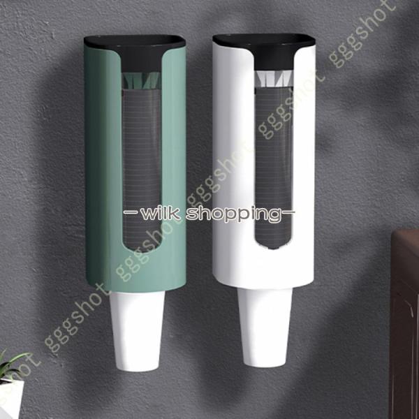 商品の説明サイズ：約9.8*9.5*23.5cm素材：プラスチック一般的なサイズのカップに対応　約40個のカップを収納できます。残量が見えて補充しやすいです。上には防塵カバー（蓋）もついていてほこりよけとなり衛生的です。【取り付け方】1.取...