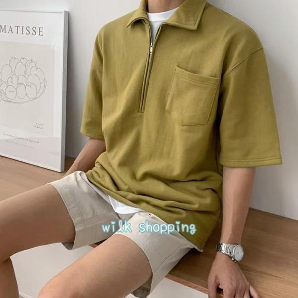 Tシャツ  半袖 メンズ トップス シャツ 五分袖 ポケット付き シャツ ゴルフシャツ カジュアル シンプル かっこいい おしゃれ 男性 通学 通勤  大人 無地 仕事着 作業着 夏 夏服 【品　番】weininger3【カラー】イー、ブラ...