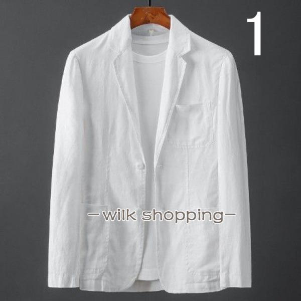 テーラードジャケット メンズ 夏 長袖 ブレザー リネンジャケット