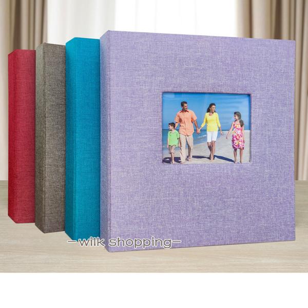 素材：【麻表紙　　BOPP Film（ポリプロピレン）】カラー：【パープル】【ブルー】【ライトグレー】【レッド】          【大容量L判600枚】ポケット収納タイプ大切な思い出を記録、溜めてしまった写真を整理〜育児記録、結婚式、記念...