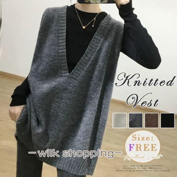 ：lianmu12カラー ：ダークグレーベージュコーヒー色ブラックサイズ：F着丈；75　バスト112　素材 ビスコース【商品説明】レイヤードにマストなニットベスト☆お洒落度やコナレ感が増やす、すとんとしたシルエットでコーデがスッキリまとまる...