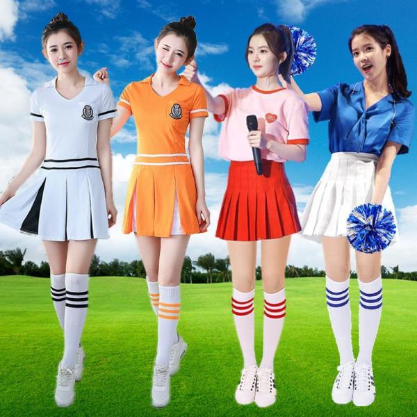 韓国風 レディース チアガール衣装 ダンス衣装 チアリーダー 上下セット ヒップホップ 演出服　ステージ衣装　運動会　演奏会　応援団サイズS：バスト80CM　ウエスト64CM スカート丈37CM M： バスト84CM　ウエスト68CM スカ...
