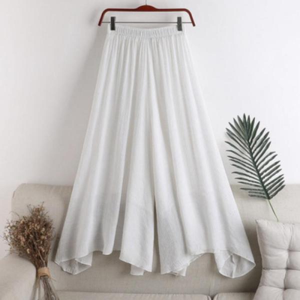 ワイドパンツ スカート レディース 2type 綿麻スカート 綿麻パンツ ロングパンツ ロングスカート 裏地付き ボトムス マキシスカート 無地 膝下 ゆったり 体型カバー薄手 春夏かわいい涼しい 旅行 カジュアル品　番tike02タイプ ...