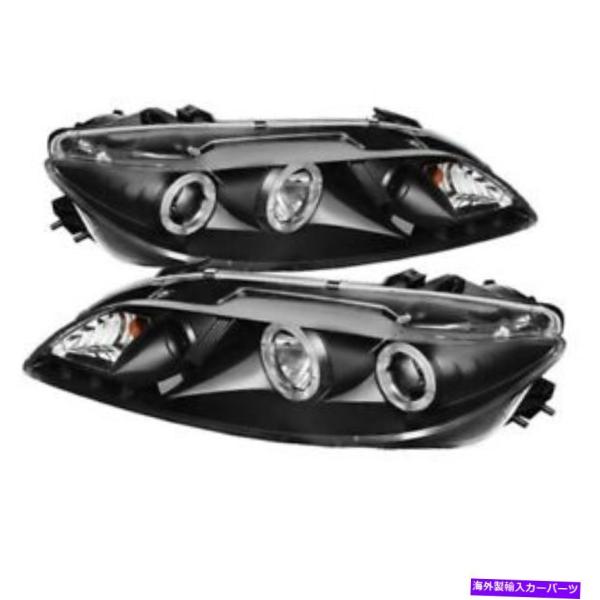 USヘッドライト スパイダー5042538 Halo DRL LEDプロジェクターヘッドライトブラックMZDA 6 2PC Spyder 5042538 Halo DRL LED Projector Headlight Black For ...