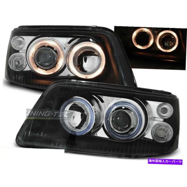 USヘッドライト Ajovalot Mallille VW T5 03-09 Angel Eyes Black UK RHD / LHD LPVWE5WL XINO US Ajovalot mallille VW T5 03-09 Ange...