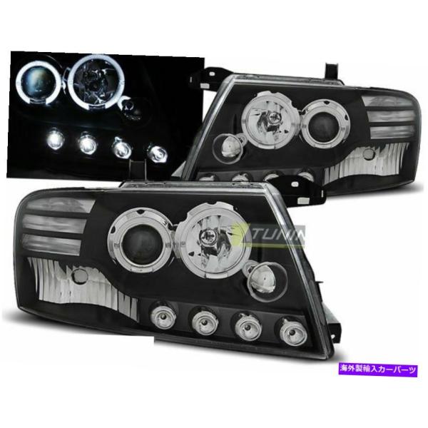 USヘッドライト Projecteurs注ぐMitsubishi Pajero V60 01-06 Angel Eyes Noir Ca LPMI08WP Xino CA Projecteurs pour Mitsubishi PAJERO...