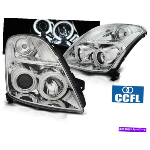 USヘッドライト Projektorin Ajurot Suzuki Swift 05-10 Angel Eyes CCFL-kromille LPSI05WL Xino U Projektorin ajovalot Suzuki Swif...