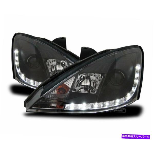 USヘッドライト Frontlykter LED DRL Look Forgd Focus MK1 I 1 C170 1998> '01日光ブラックフリー Frontlykter LED DRL Look Ford FOCUS MK1...