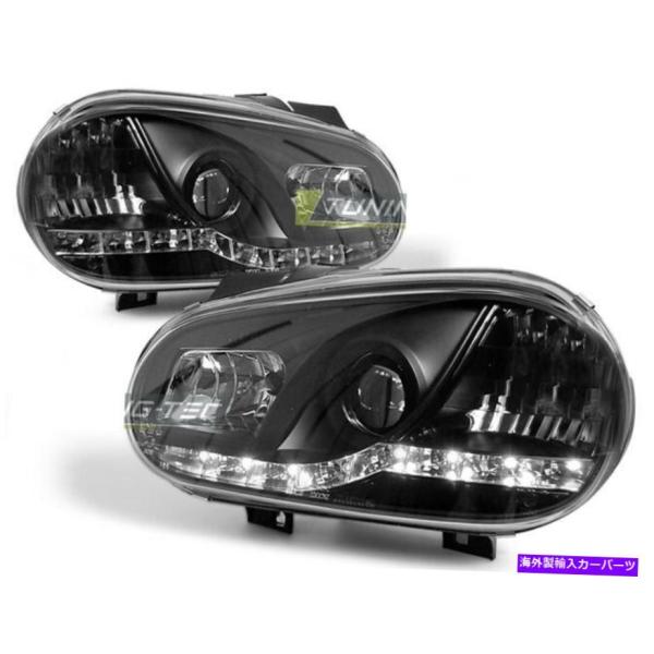 USヘッドライト Ajurot LED DRL ETSI VWゴルフ4 IV 97-03日光ブラックSONAR LPVW86WL Xino US Ajovalot LED DRL Etsi VW GOLF 4 IV 97-03 Daylig...