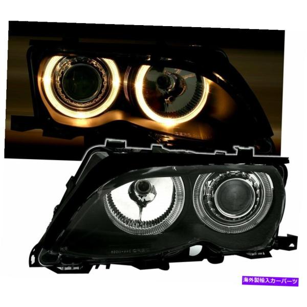 USヘッドライト BMWのためのFrontlykter 3-Serien E46 2001-2005天使の目黒い無料船LPBM86WN X Frontlykter for BMW 3-serien E46 2001-2005 Angel E...