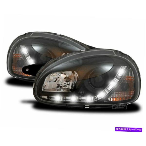 USヘッドライト Juego de Faros Optica Marcha Diurna Led Opel Corsa B 93-00 Daylight Negro Us LPO Juego de Faros Optica Marcha D...