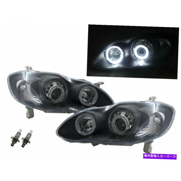 USヘッドライト Corolla E120 03-08 4DガイドLED Halo Projector Headlight BK US TOYOTA LHD Corolla E120 03-08 4D Guide LED halo Proj...
