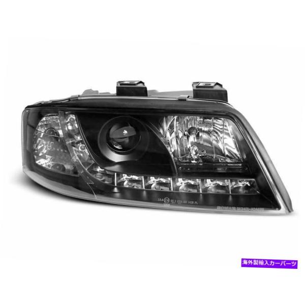 USヘッドライト ForlyGter LED DRL SE Efter Audi A6 C5 4B 97-01 Dagslys Sort Gratis ForsEndelse L Forlygter LED DRL Se efter AUD...