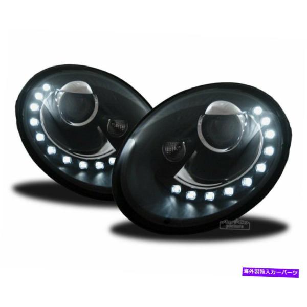 USヘッドライト VW用フロントクラックター98-05 LEDブラック・グラリス・フロックLPVWL7WN Xino US Frontlykter for VW NEW BEETLE 98-05 LED Black Gratis frakt...