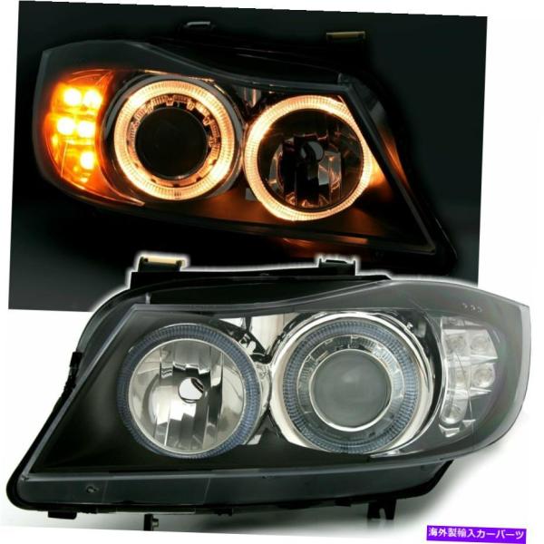 USヘッドライト Frontlykter BMW 3-Serien E90 E91 05-08天使の目SVART LED-Indikaterer Freeship Frontlykter BMW 3-serien E90 E91 05-08...
