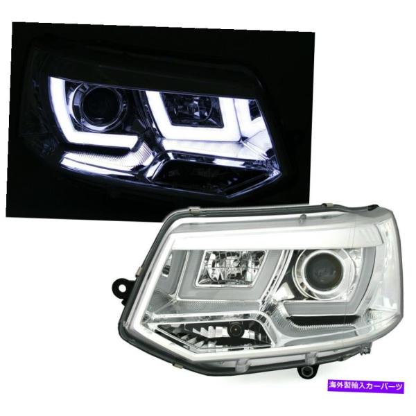 USヘッドライト Hovedlykter LED DRL Innvendig for VW T5 2010> 2015 Chrome Gratis Frakt LPVWL1WN X Hovedlykter LED DRL Innven...