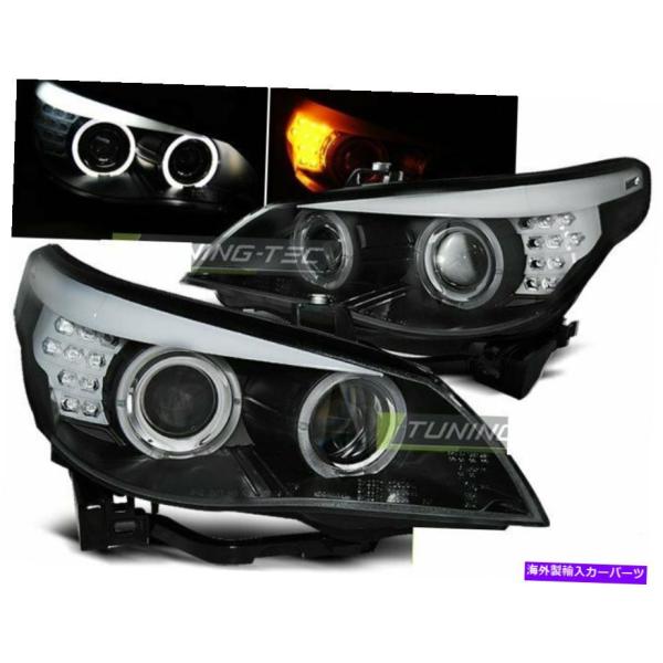 USヘッドライト Juego de Faros Para BMW 5 Serie E60 E61 2003-2007 Negro LED Intermitente US LPBM Juego de Faros para BMW 5 Seri...