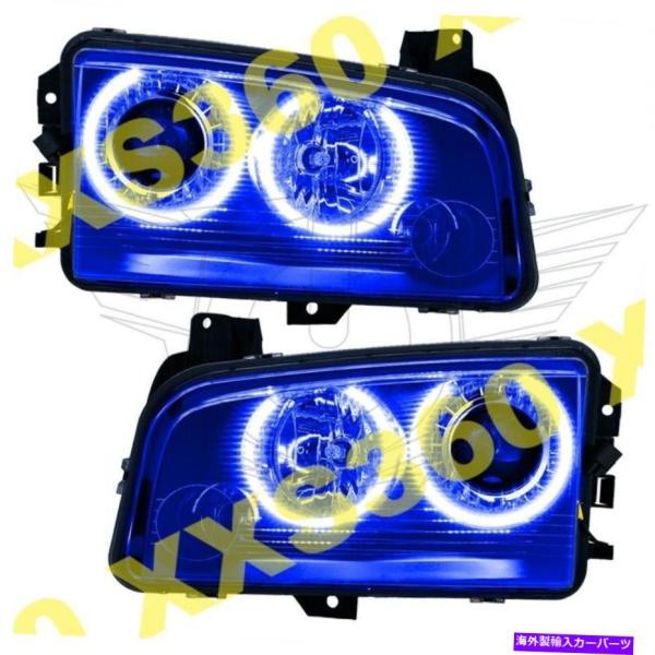 USヘッドライト Oracle HaloヘッドライトHIDスタイルダッジ充電器05-10ブルーLEDエンジェル悪魔の目 ORACLE Halo HEADLIGHTS HID Style Dodge Charger 05-10 BLUE LE...