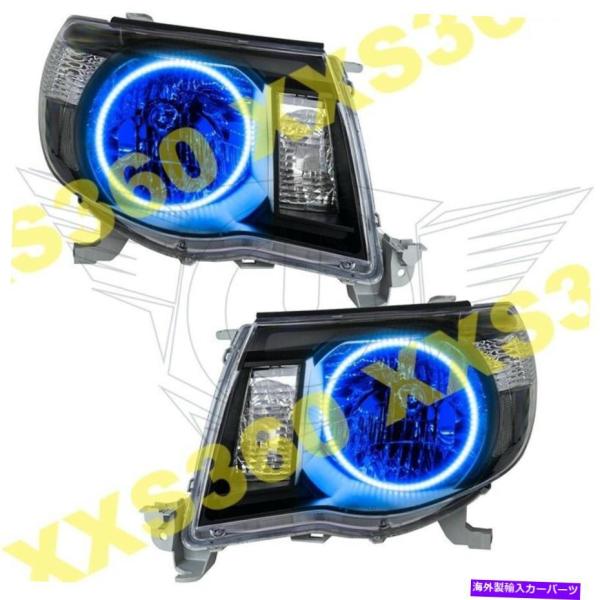 USヘッドライト トヨタタコマのためのOracle Halo 2Xヘッドライトブラック05-11ブルーLED Angel Eyes ORACLE Halo 2x HEADLIGHTS BLACK for Toyota Tacoma 05-1...