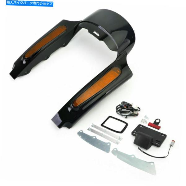 リアフェンダー 09-13ハーレーツーリングロードキングのためのLEDライトが付いているリアフェンダーの伸びの筋膜 Rear Fender Extention Fascia With LED Light For 09-13 Harley T...
