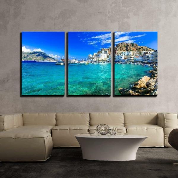 パネルアート 壁 26-ギリシャの美しい島 Karpathos Pigadia-CVS - 16 インチx 24 インチx 3 パネル- show original title