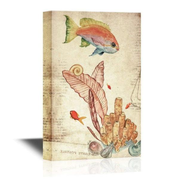 パネルアート Wall 26-Vintage Style Tropical Fish under the Sea Gallery-CVS - 16x24インチ- show original title