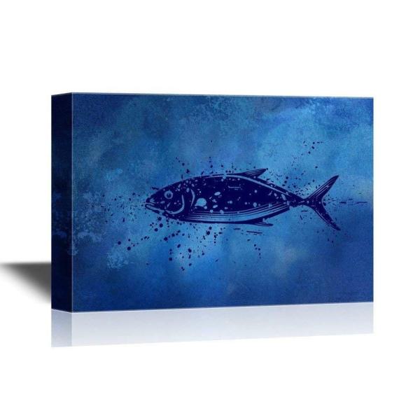 パネルアート Wall 26-Giant Tuna Fish Swimming under Deep Ocean Gallery-CVS - 12x18インチ- show original title
