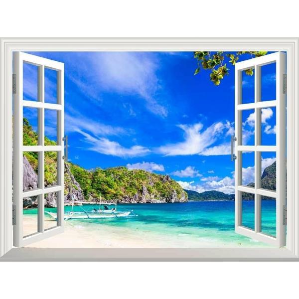 パネルアート Wall Mural-美しいビーチのパノラマ El Nido 、 Palawan 、 フィリピン - 36x48- show original title