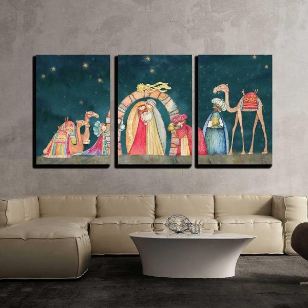 パネルアート Wall 26-Christmas キリスト降誕シーン Three Wise Men-Canvas Art Wall Decor - 16 インチx 24 インチ- show original title