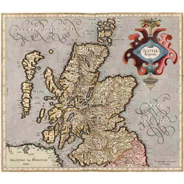 パネルアート 1623 Mercator Hondius Map of Scotland Historic Wall Art ポスタープリント 装飾- show original title