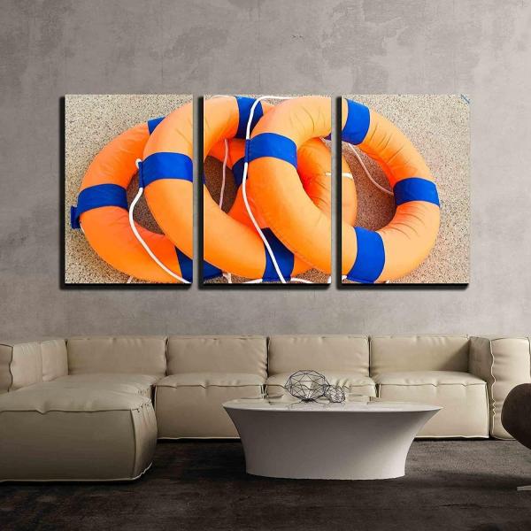 パネルアート Wall 26-Life Preserver Floating-Canvas Art Wall Decor - 16 インチx 24 インチx 3 パネル- show original title