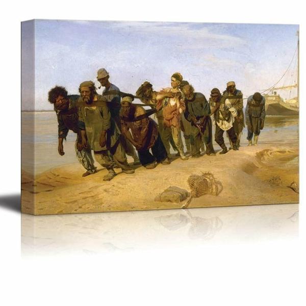 パネルアート Barge Haulers on the Volga by Ilya Repin Giclee キャンバスプリント - 24インチ x 36インチ- show original title